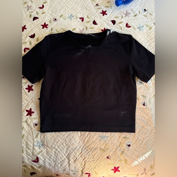 Zara | Tops | Zara Black Cropped Tee | Poshmark